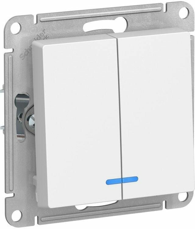 Механизм Выключателя 2кл. СП AtlasDesign 10A IP20 (сх.5) 10АХ с подсвет. белый SchE ATN000153