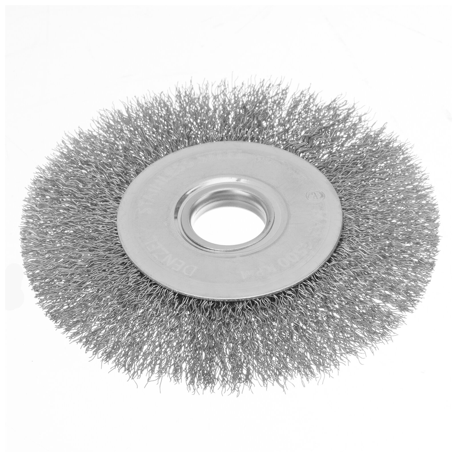 Щетка для УШМ Denzel 125 мм, Плоская, витая нержавеющая проволока 0, 3 мм, посадка 22, 2 мм 746563