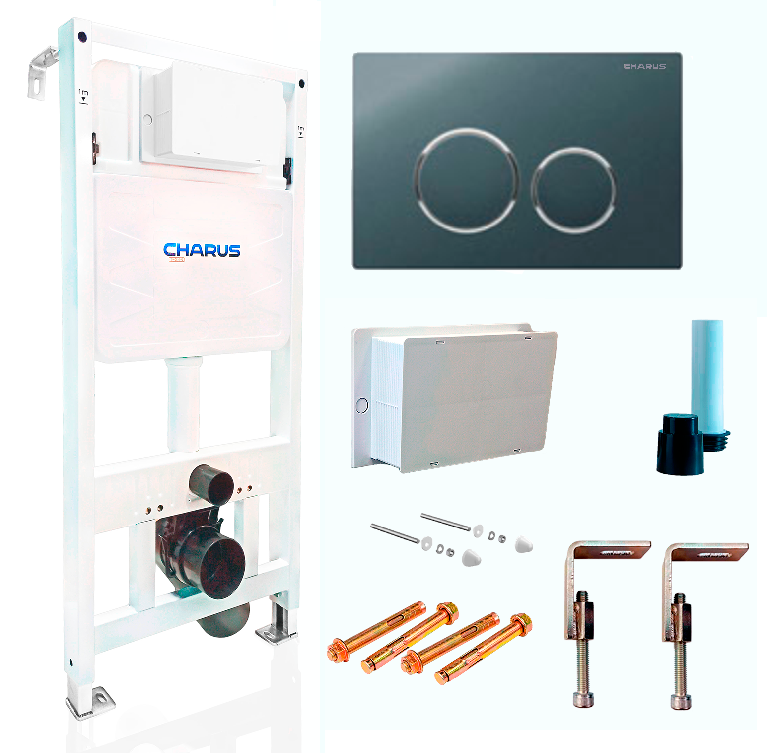 Инсталляция CHARUS CC.300.80.01 для подвесного унитаза + Клавиша SPAZIO FP.330. GRP.01 Графит