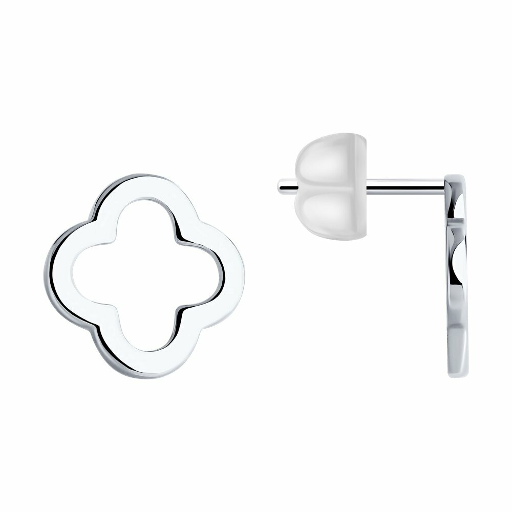 Серьги пусеты, серебро, 925 проба, родирование