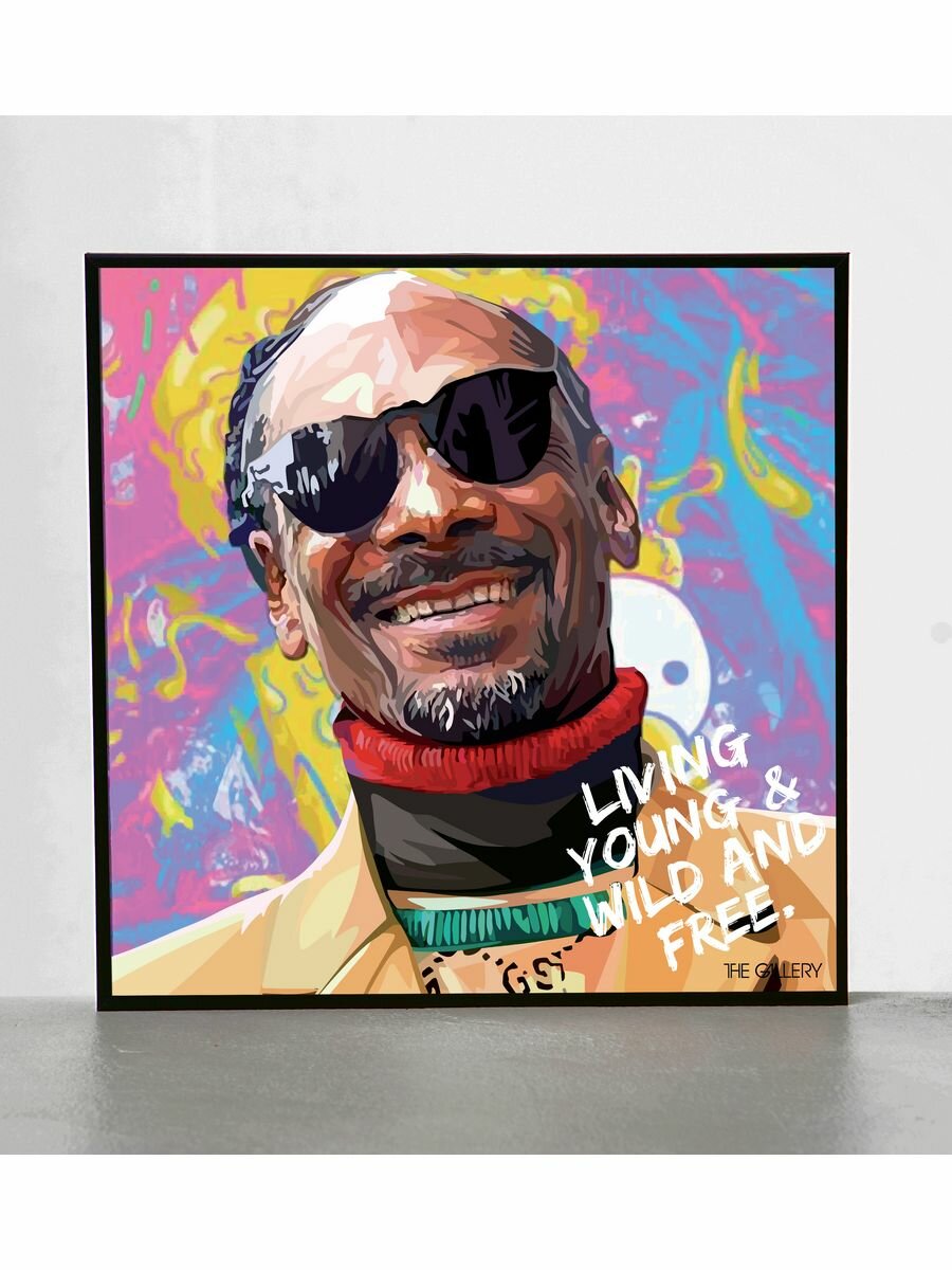 Картина постер Snoop Dogg Снуп Догг в рамке поп-арт 50х50 см