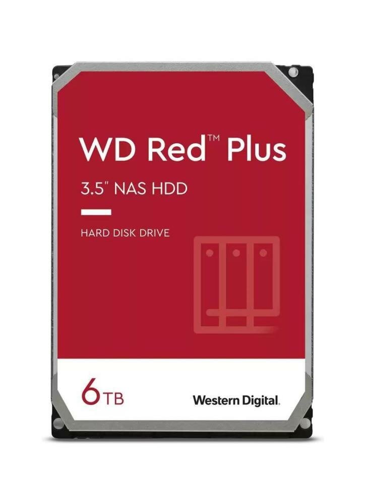 Western Digital Red Plus NAS HDD 3.5" SATA 6Tb, 5400RPM, 256MB buffer, CMR, WD60EFPX, 1 year