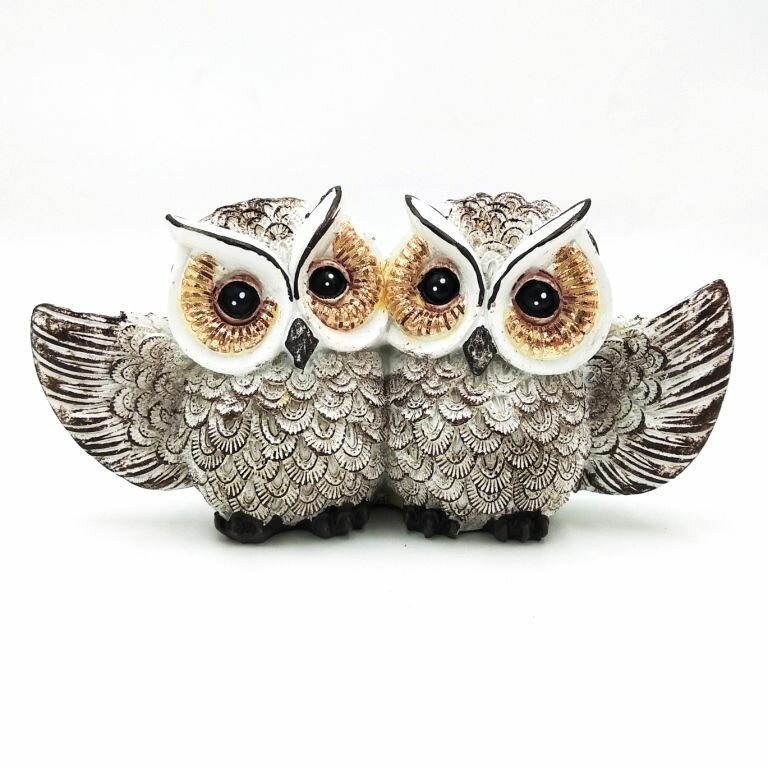 Статуэтка для интерьера Совы парочка 6см полимерная. Сувенир для декора дома. Подарок на день рождения, новый год маме девушке подруге бабушке.