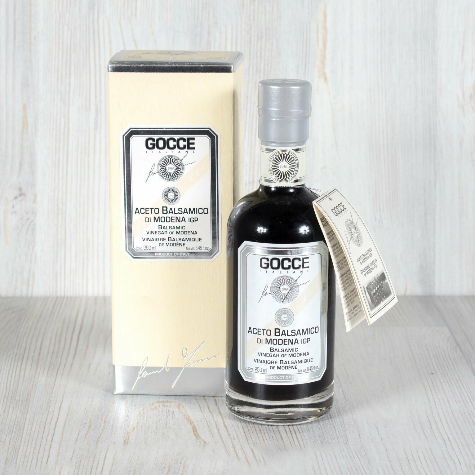 Уксус бальзамический из Модены IGP GOCCE, выдержка 2 года, кислотность 6%, J0100, 0,25 л (бежевая коробка)