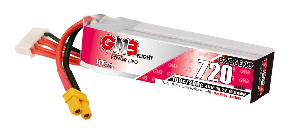 Аккумуляторная батарея GNB 720мАч 4S 100C LiHV с разъемом XT30