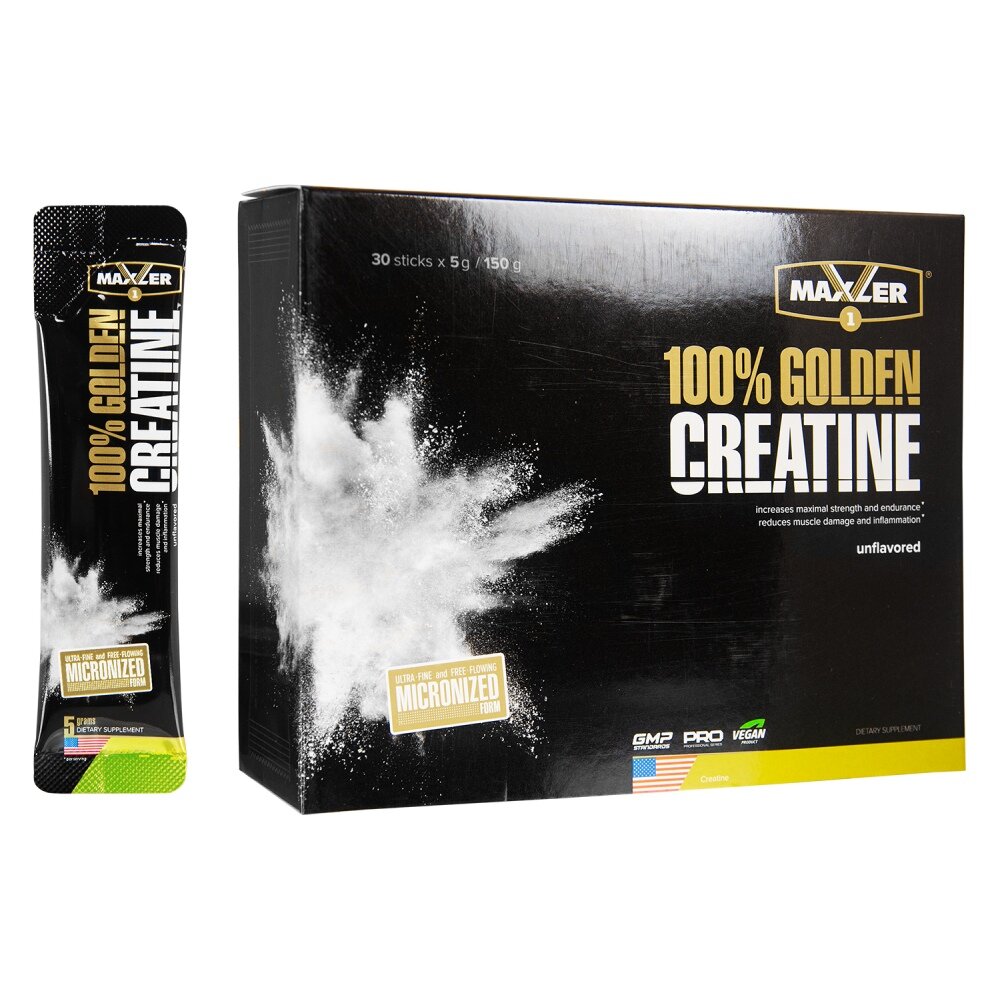 Креатин Maxler USA 100% Golden Creatine, 5 г * 30 [150 г], Вкус Unflavored / Без вкусовых добавок