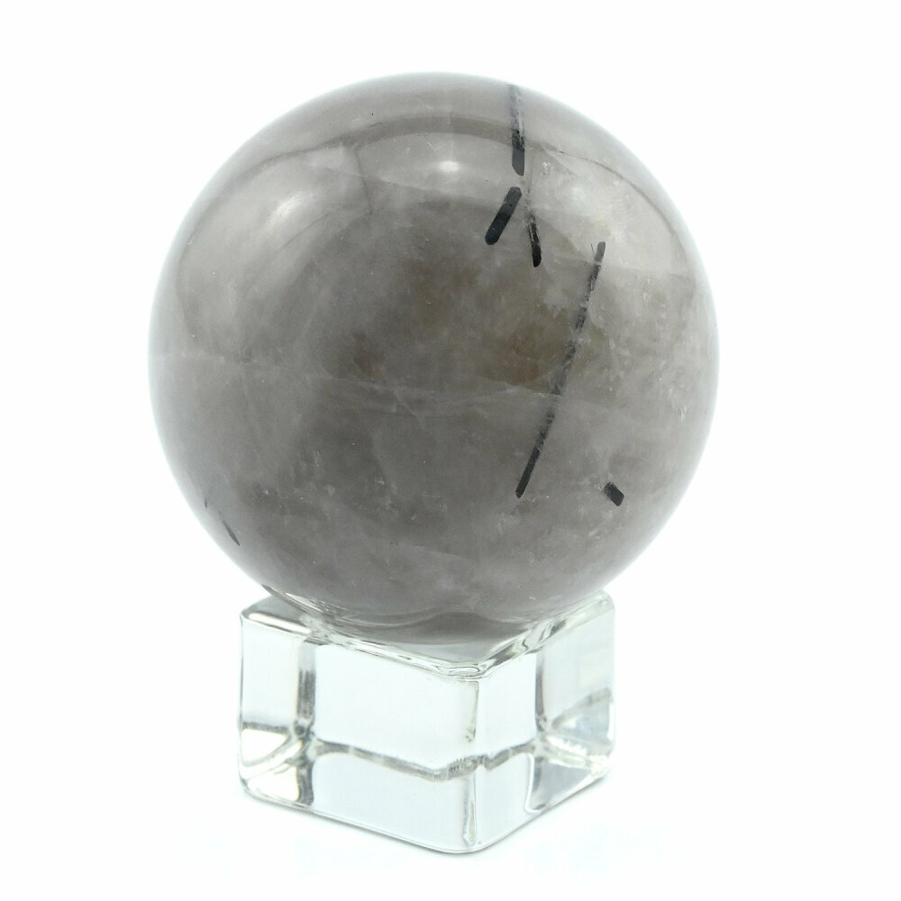 Шар из раухтопаза (дымчатого кварца) с турмалином, диаметр 48мм, 153г .