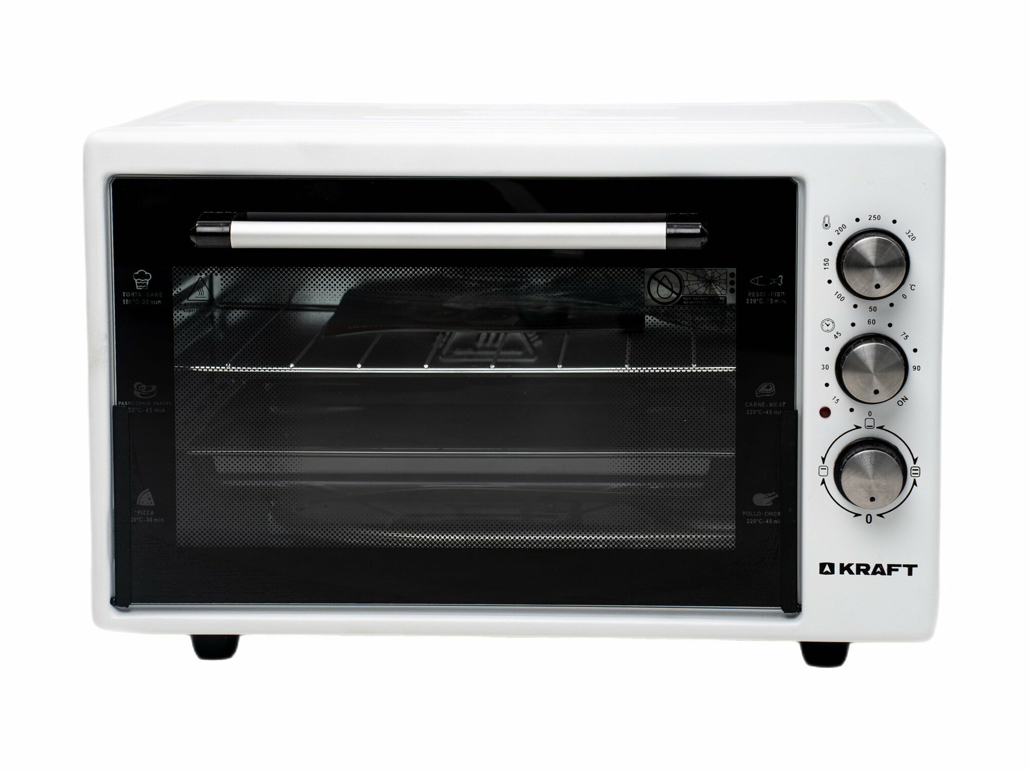Мини-печь KRAFT KF-MO 4500 W, белый, мощность 1500 Вт, объем 45 л