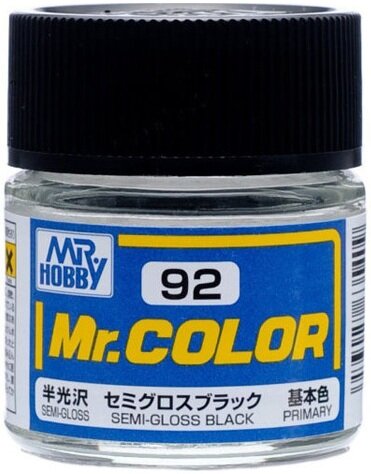 C 92 краска художественная т. м. MR.HOBBY 10мл SEMI GLOSS BLACK