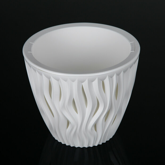 Кашпо для цветов со вставкой «Вдохновение», 1,6 л, цвет белый