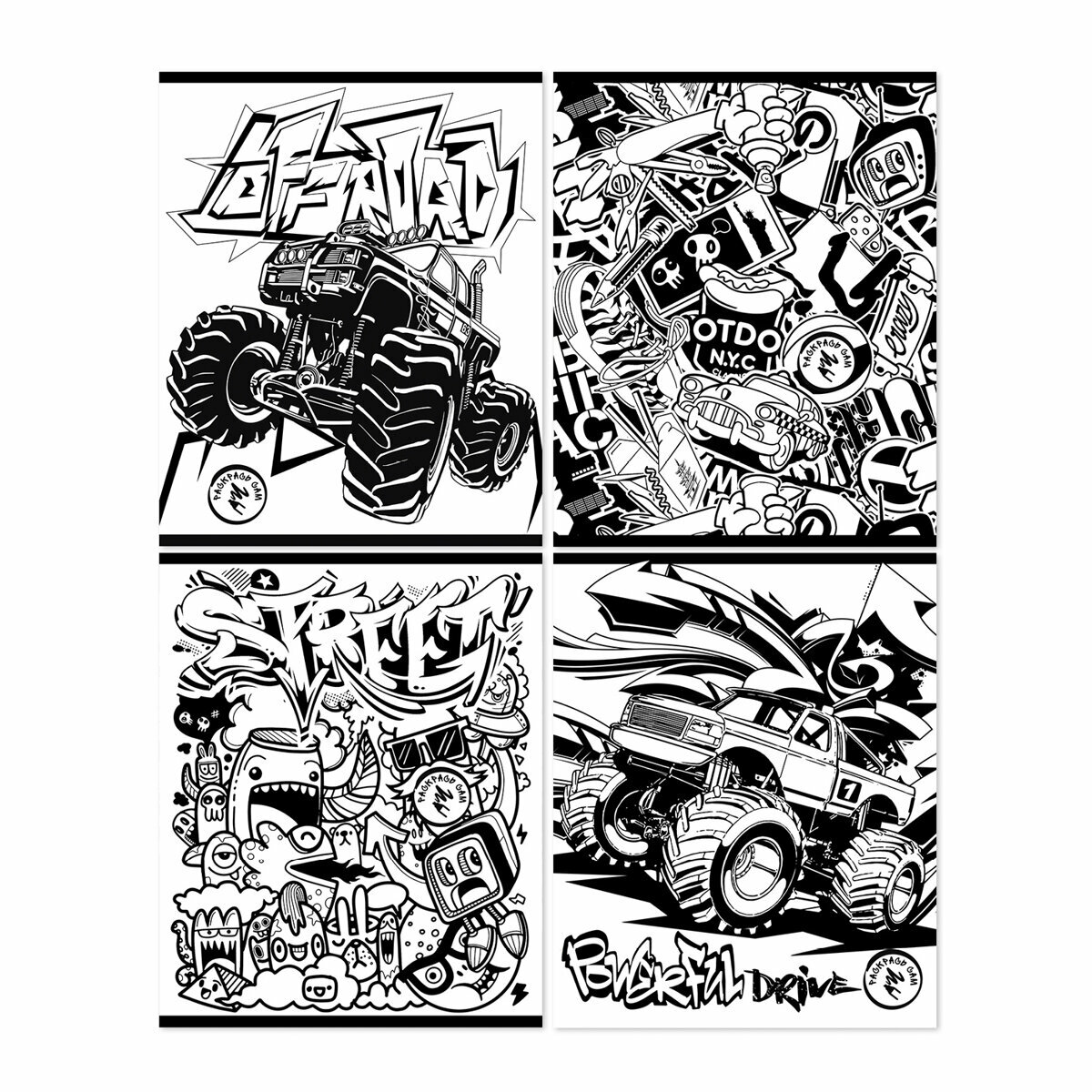 Комплект 72 шт, Тетрадь 48л, А5, клетка BG "Раскрась сам. Art black"