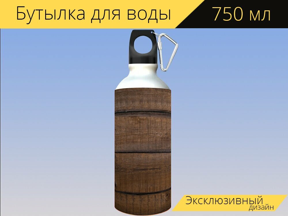 Бутылка фляга для воды "Фон, дерево, деревянный" 750 мл. с карабином и принтом