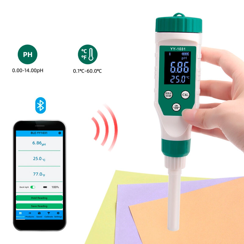 HTI PH-1031 pH метр для бумаги, кожи, кремов, фруктов и любых твердых сред с приложением для смартфона PH1031