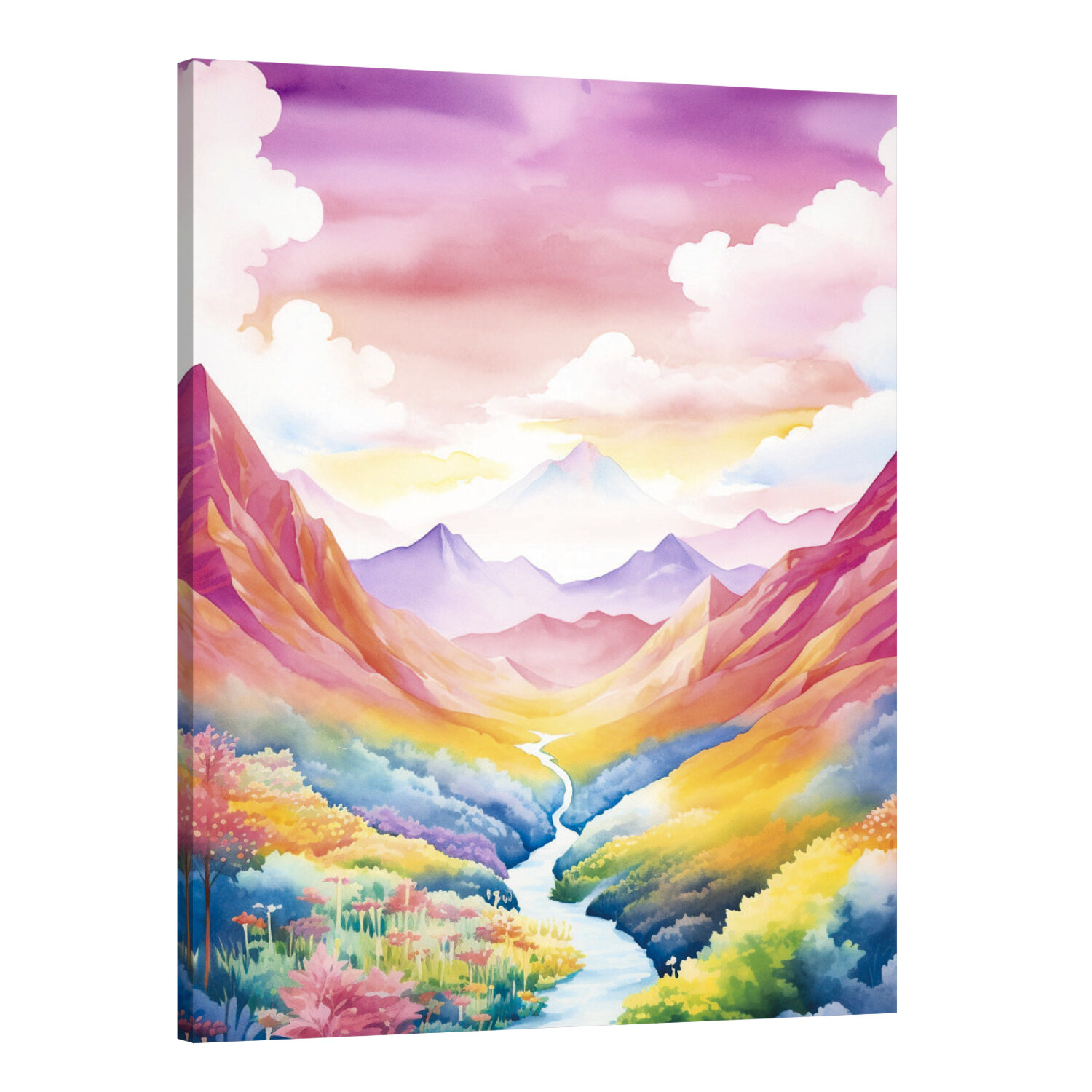 Интерьерная картина 50х70 "Горы и радуга: встреча счастья"