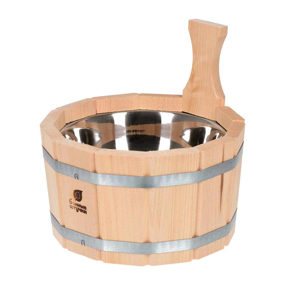 Ушат шайка с нержавеющей вставкой 3,5 л липа