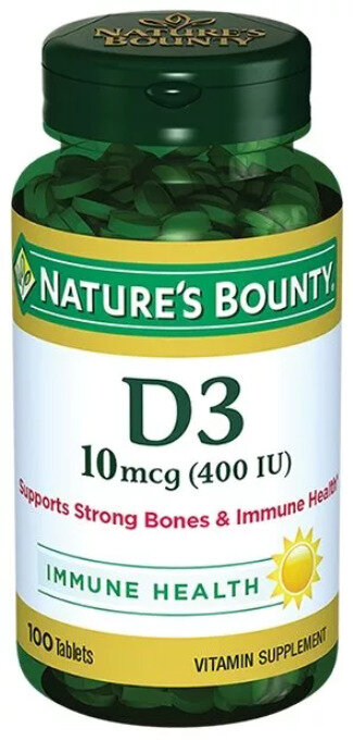 Нэйчес баунти Витамин D3 400 МЕ (D3 10 mcg (400 IU) таб. 250мг №100 (БАД)