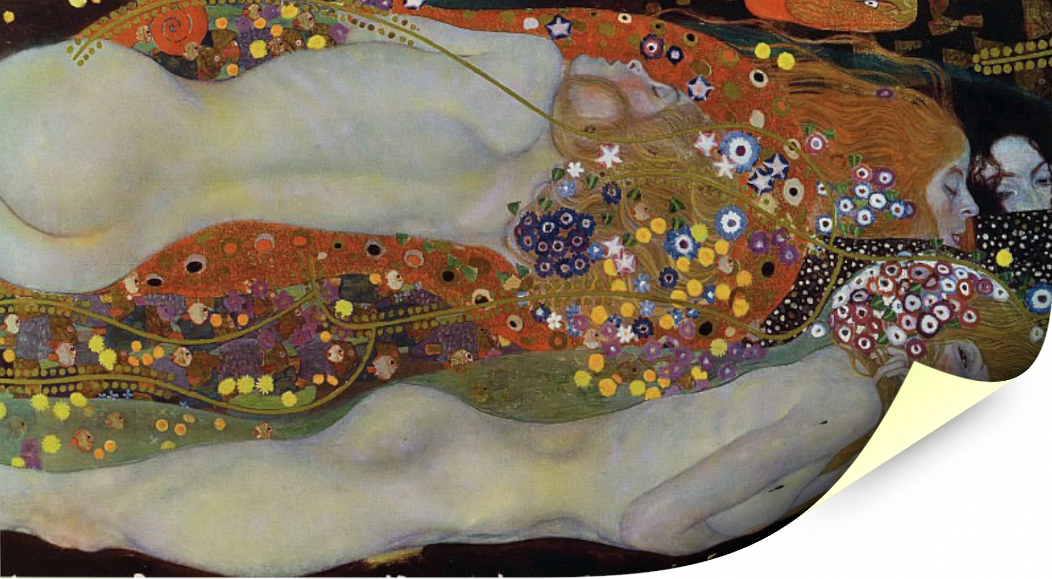 Картина для интерьера "Водяные змеи", художник Климт, Густав, печать на холсте (60х33 см / без подрамника)