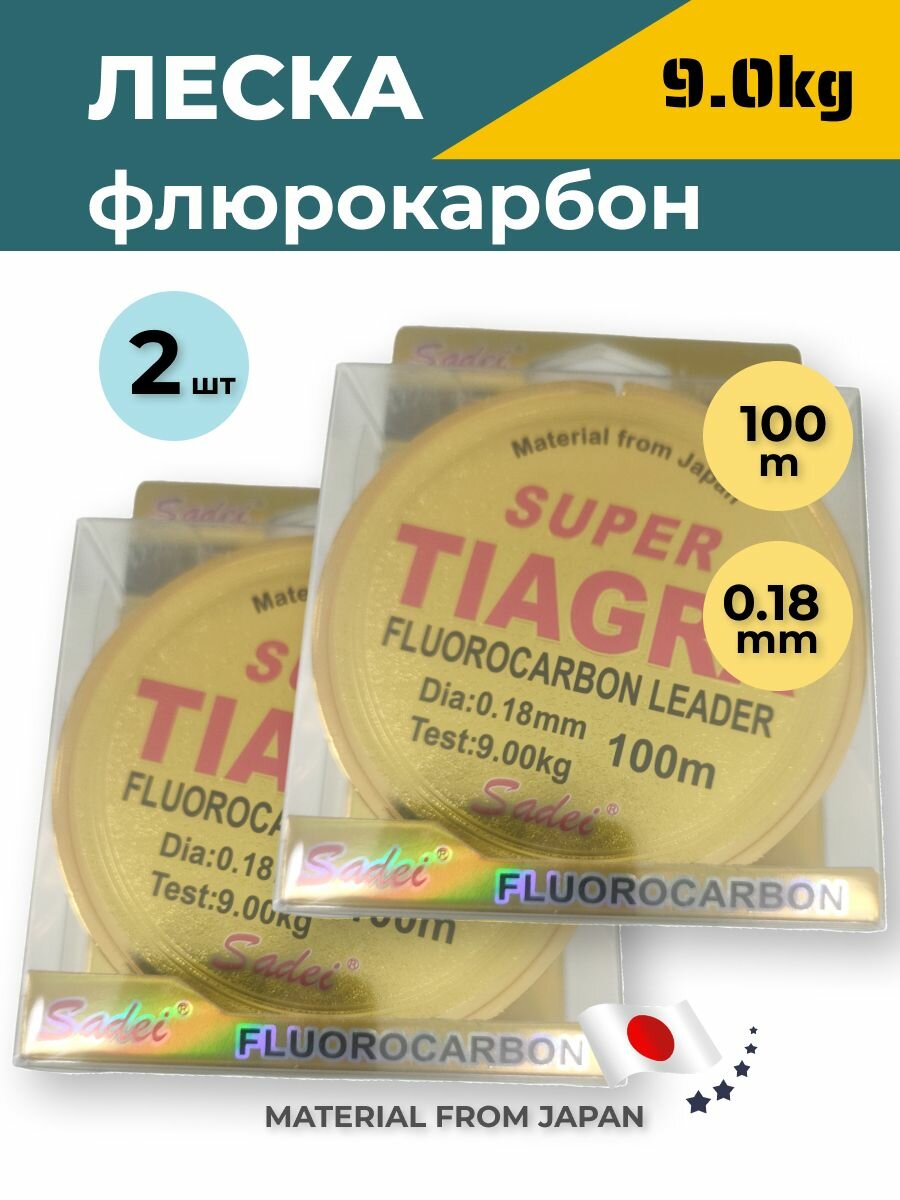 Леска рыболовная флюрокарбон 100 м, 2 шт