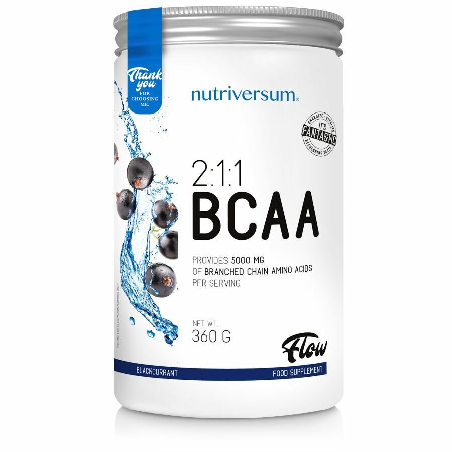 Аминокислоты Нутриверсум БЦАА 2:1:1 (Nutriversum BCAA 2:1:1) со вкусом черной смородины, 360 грамм