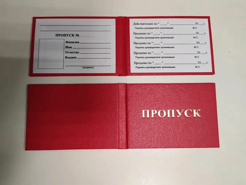 Пропуск бланк (50шт.), красный , 95х65 мм