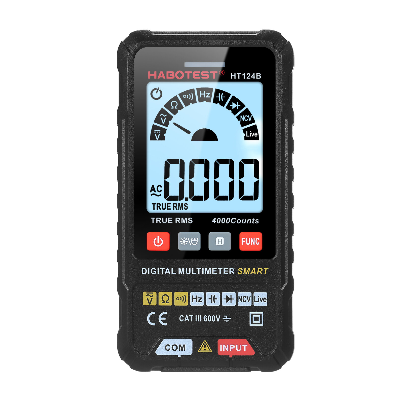 Интеллектуальный цифровой мультиметр HABOTEST HT124B, 4000 отсчетов, истинное