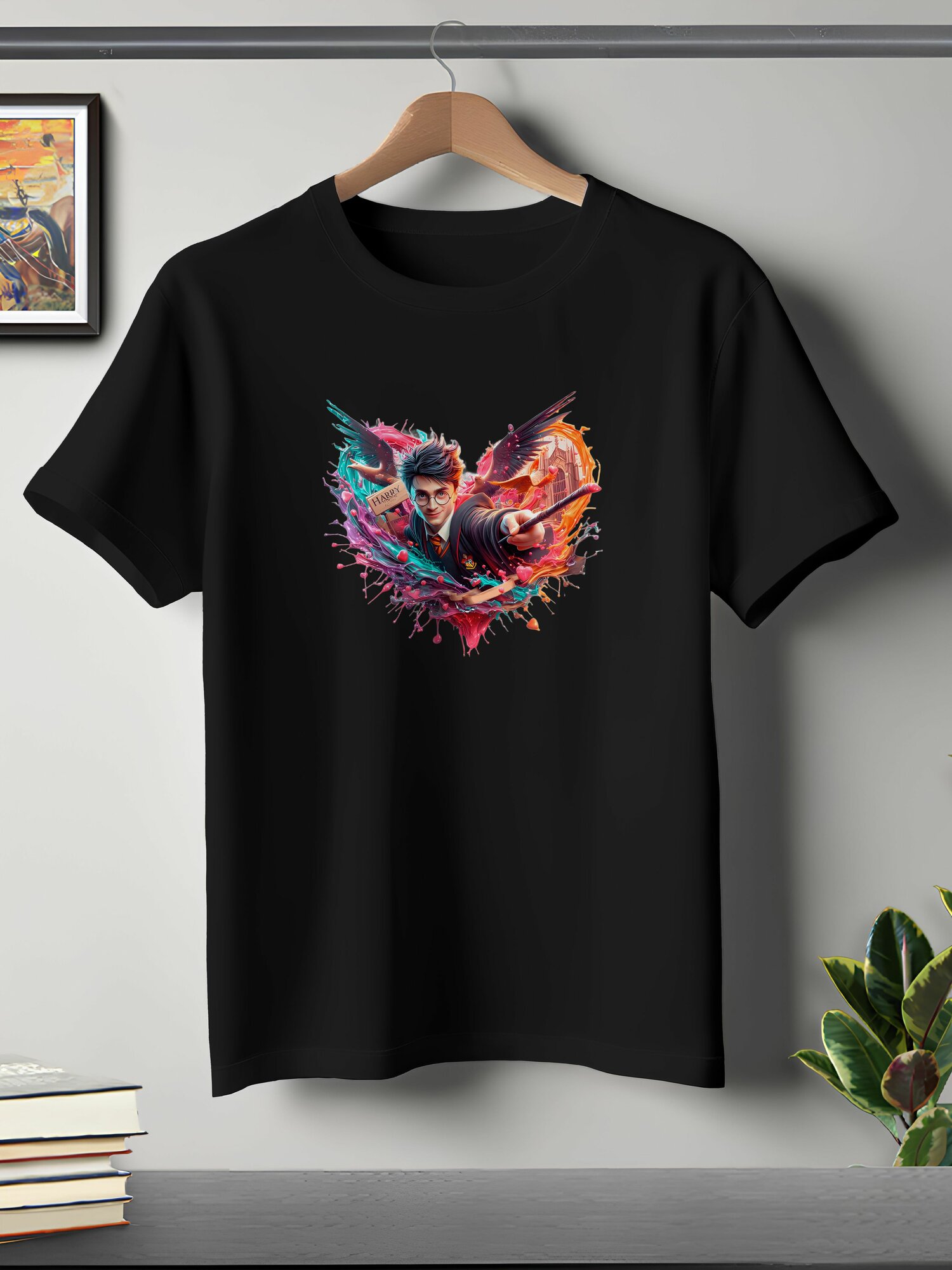 Футболка  Детская ONEQ 128 (8-9) размер с принтом Гарри Поттер, черная