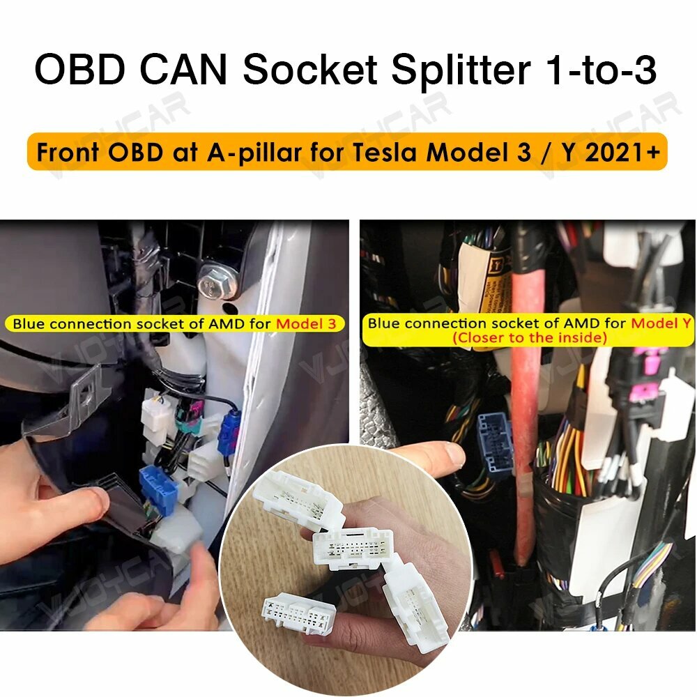 OBD CAN разветвитель 1-to-3 для Tesla Model 3/Y 2021+
