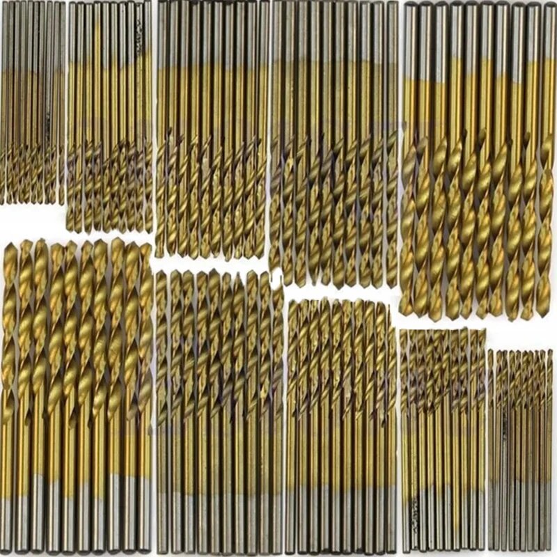Горячая Распродажа 100 шт. сверла с титановым покрытием из быстрорежущей стали высокоскоростные стальные Сверла Набор инструментов высококачественные электроинструменты 1/1/1/2/2/3 мм