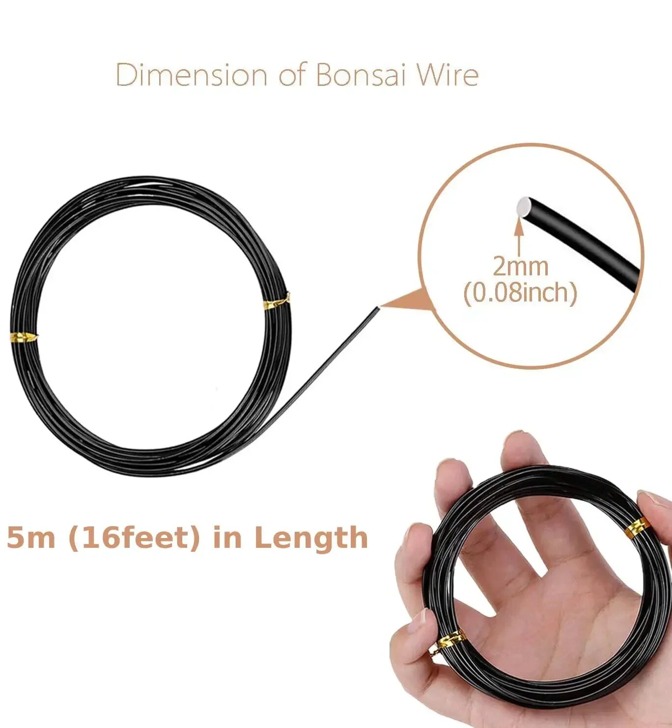 Алюминиевая проволока для бонсай 1/2/3 мм 5 м 1pcs 2mm x 5m