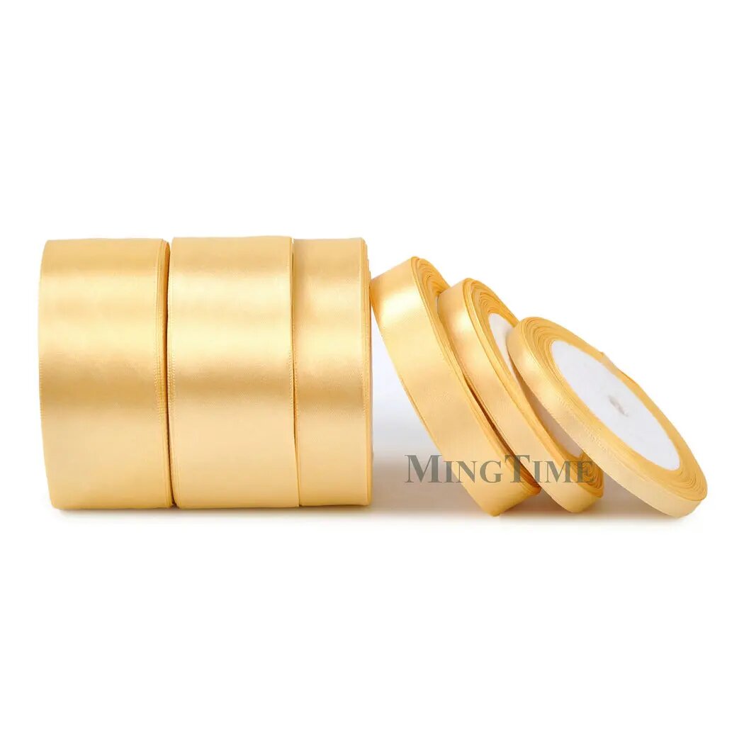 Атласные ленты MINGTIME 25 ярдов Champagne Gold, Width 10mm