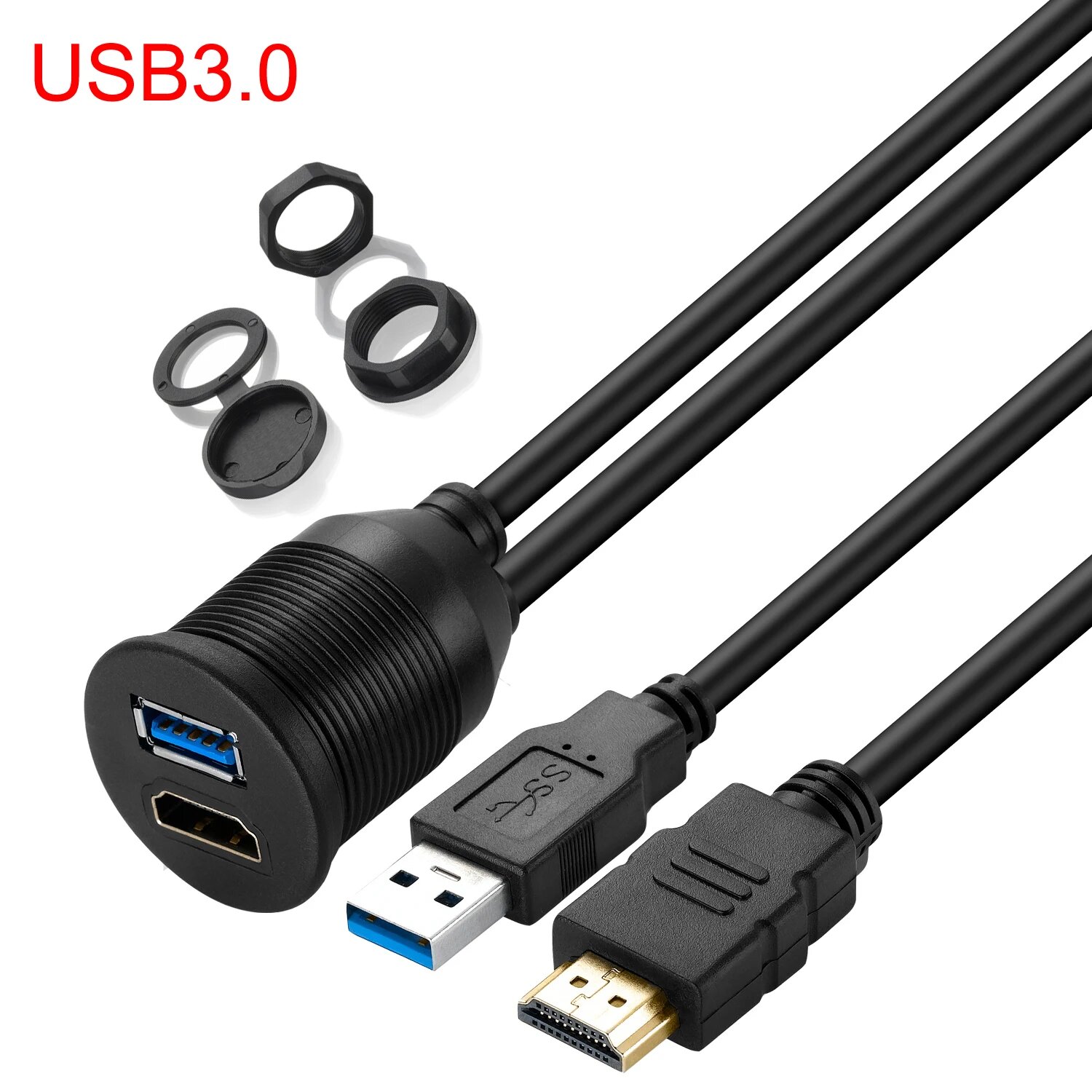 Bochara USB 2.0/3.0 + HDMI Удлинительный кабель 1/2 м черный USB 3.0 With HDMI, 1 м