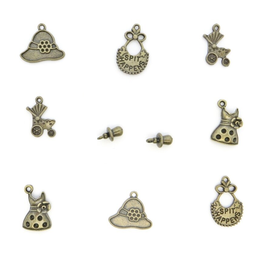 Набор шармов для рукоделия Рукоделие металлические, "Девочка" бронзовый цвет