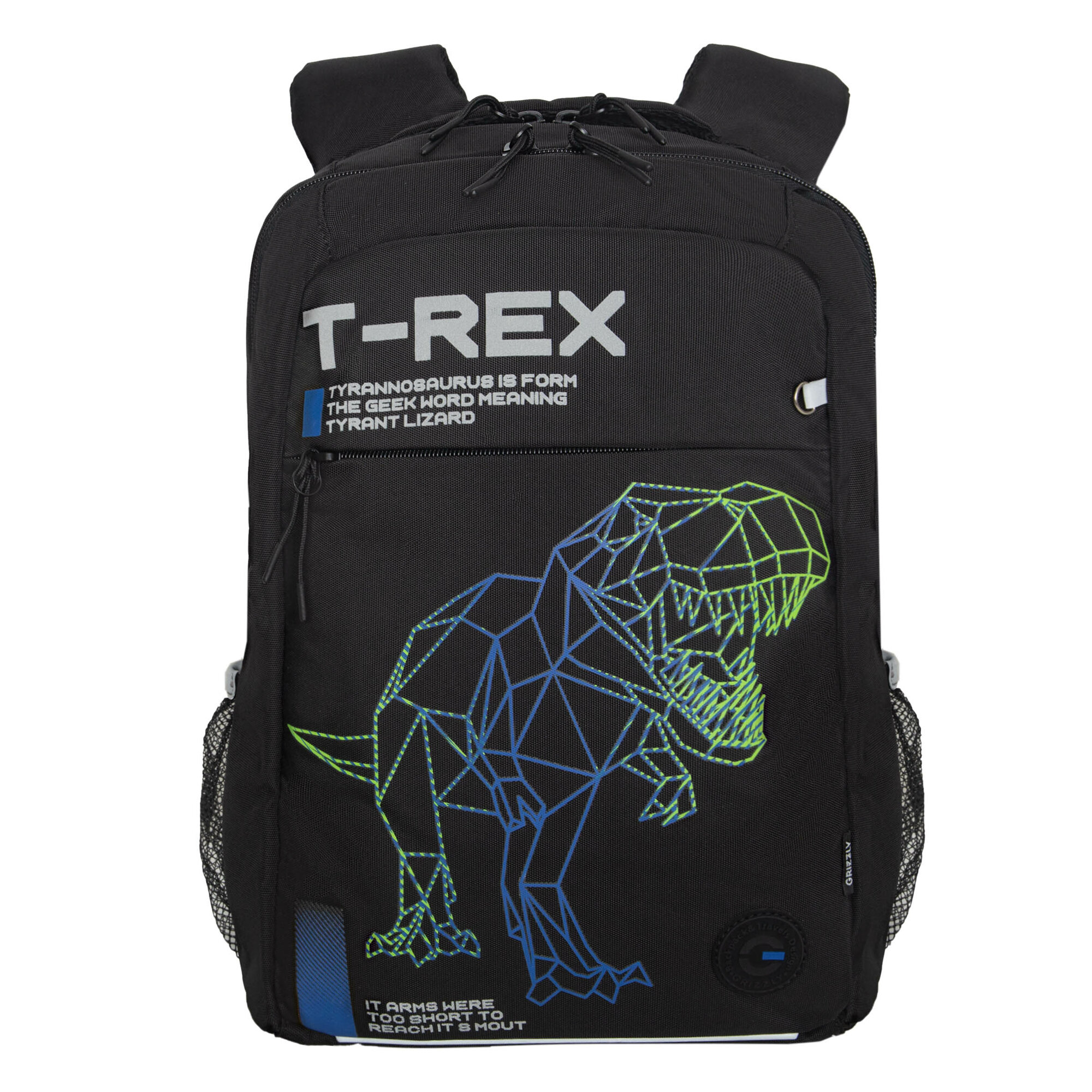 Рюкзак школьный 2отд. Черный-синий 26х39х19см GRIZZLY