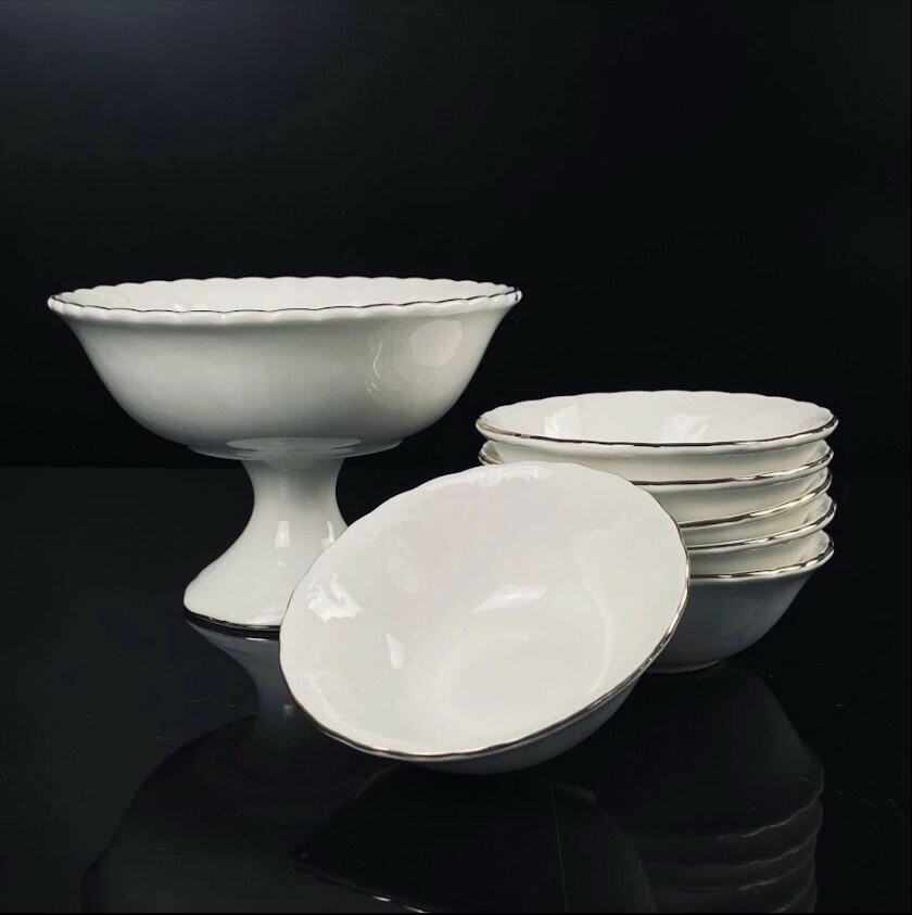 Набор для варенья креманка 14см и 6 розеток 10см аврора золото Фарфор 305-087 118-305-087