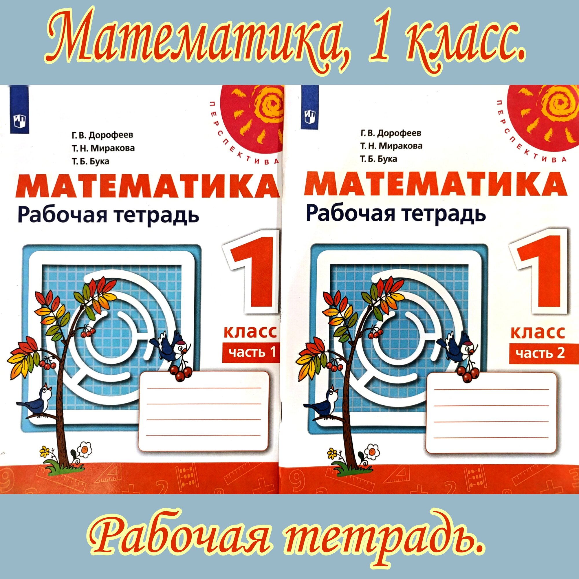 Рабочая тетрадь "Дорофеев", математика, для 1-го класса, мягкая обложка, Две части.
