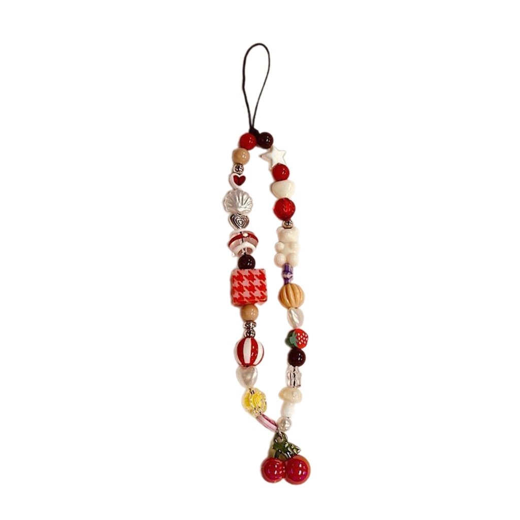 Бусинный брелок-мишка с вишней