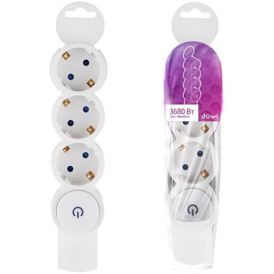 Колодка пластиковая Duwi розеточная, Quick Fix, 3 гнезда, с выкл. 32018 2,