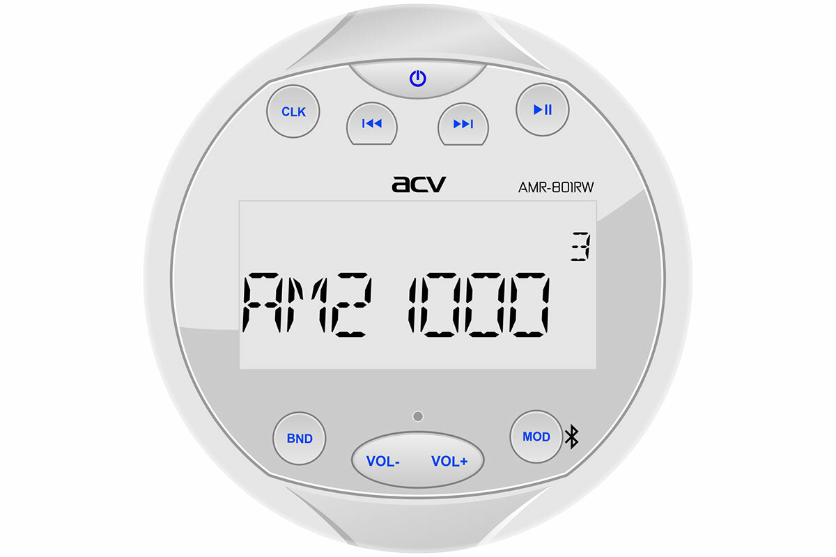 Морской ресивер ACV Marine AMR-801RW круглый, белый, 4*40Вт, Bluetooth