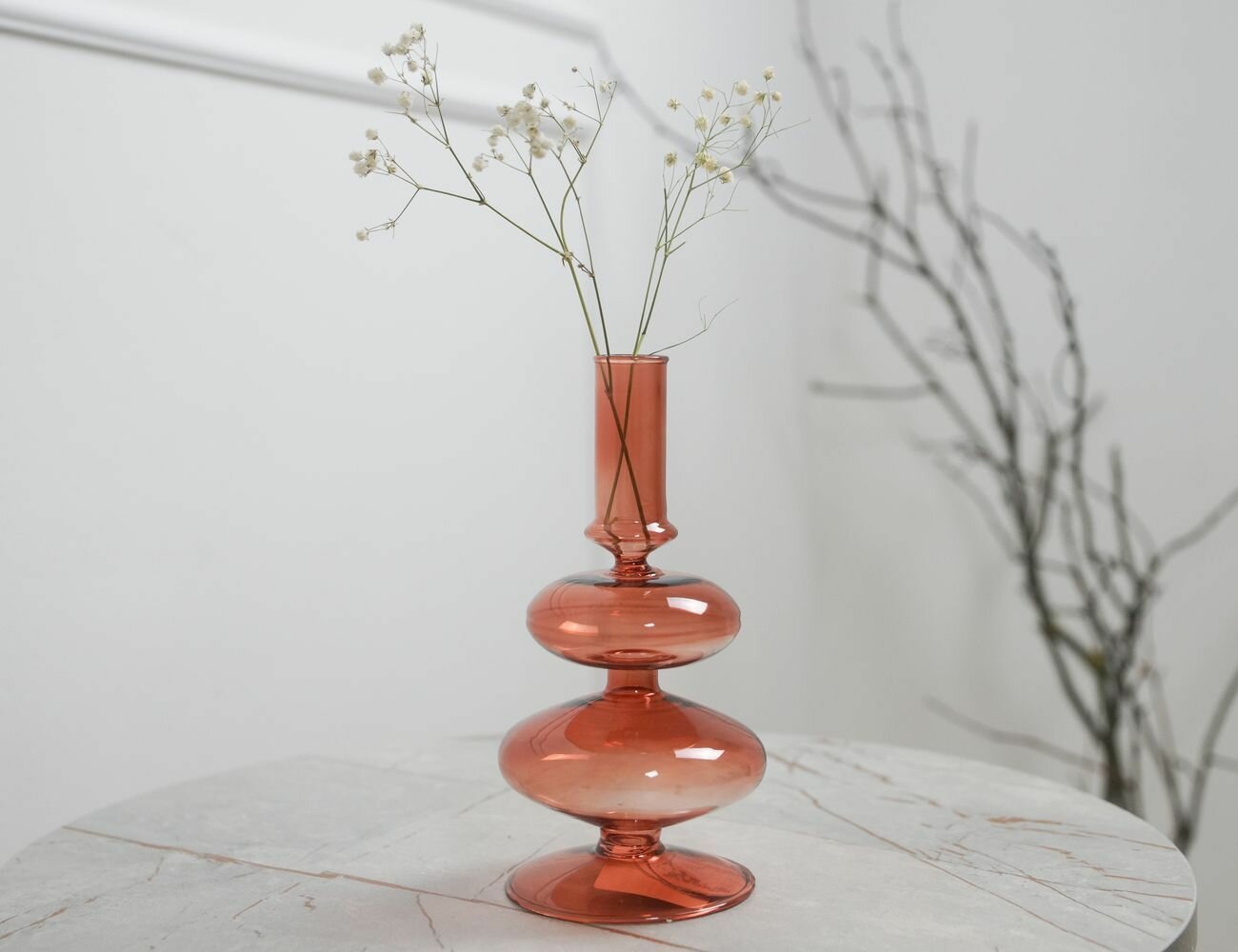 Декоративная ваза/подсвечник кэнди, стекло, тёмно-розовый, 19 см, Kaemingk 640712-1