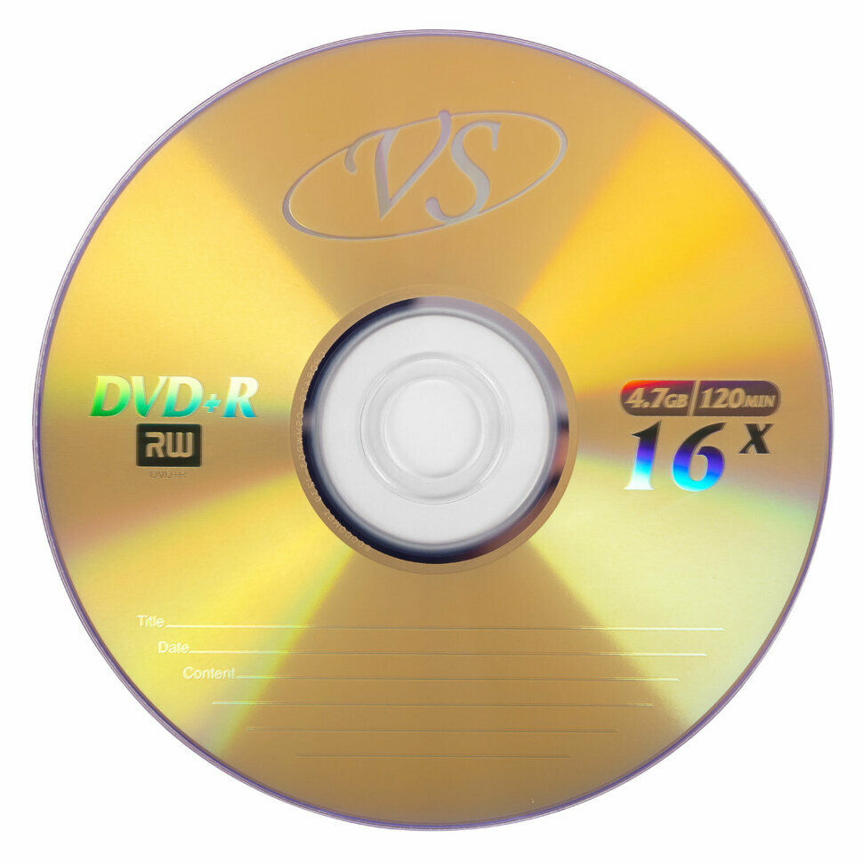 Диск DVD+R (плюс) VS, 4,7 Гб, 16х, бумажный конверт, комплект 5 шт, VSDVDPRK501, 514003