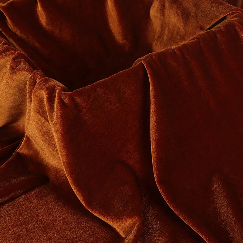 Бархатная велюрная ткань золотистого цвета от fabcdiy Коричневый, Orange