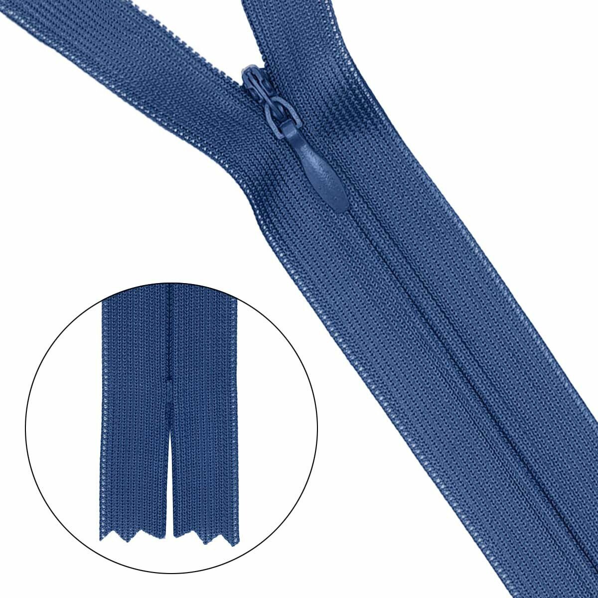 Молния потайная нераз. т3 20см (нейлон) (117 т. т. синий)