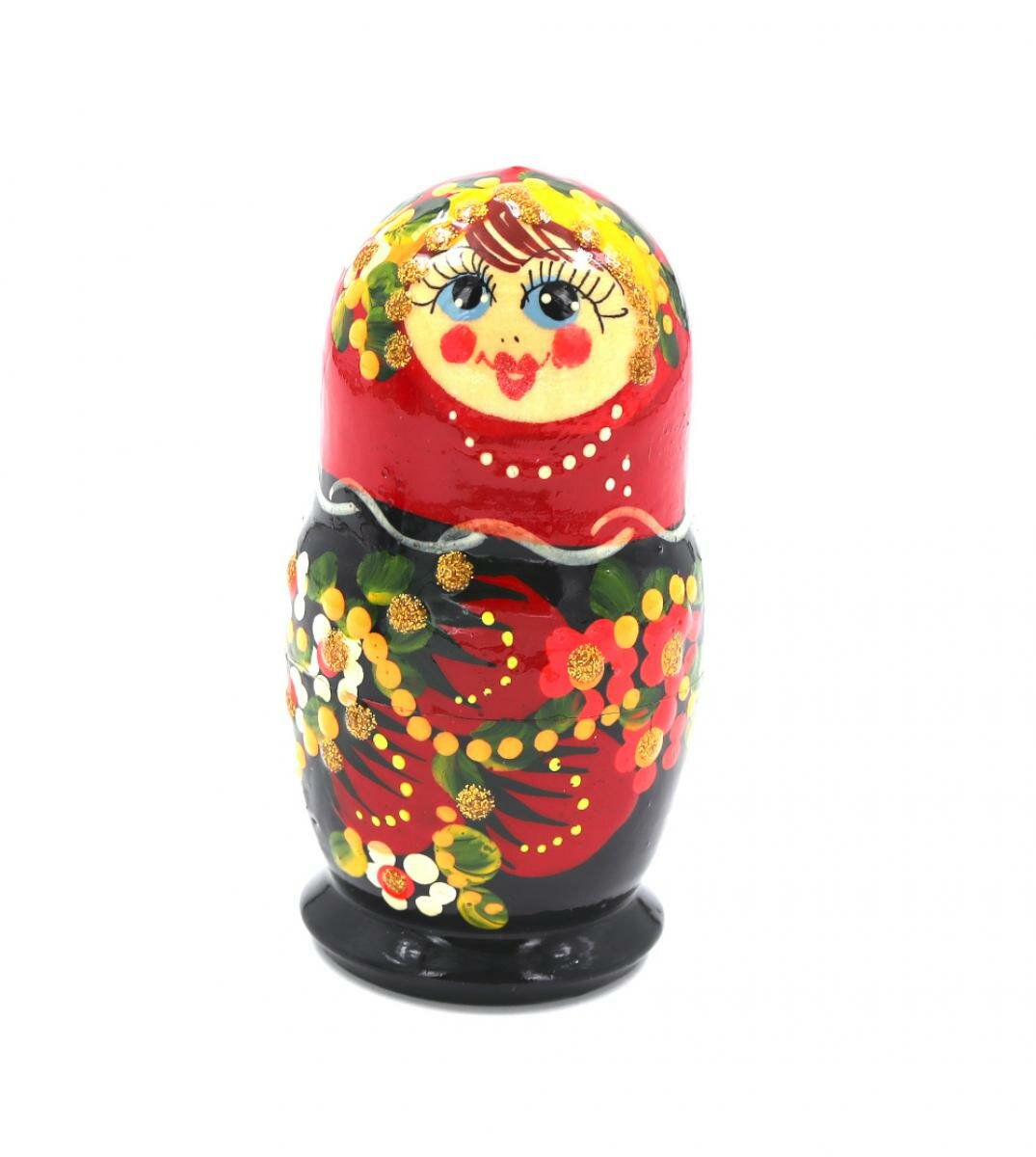 Матрешка ягодка красный платочек (5 матрешек, 9см)