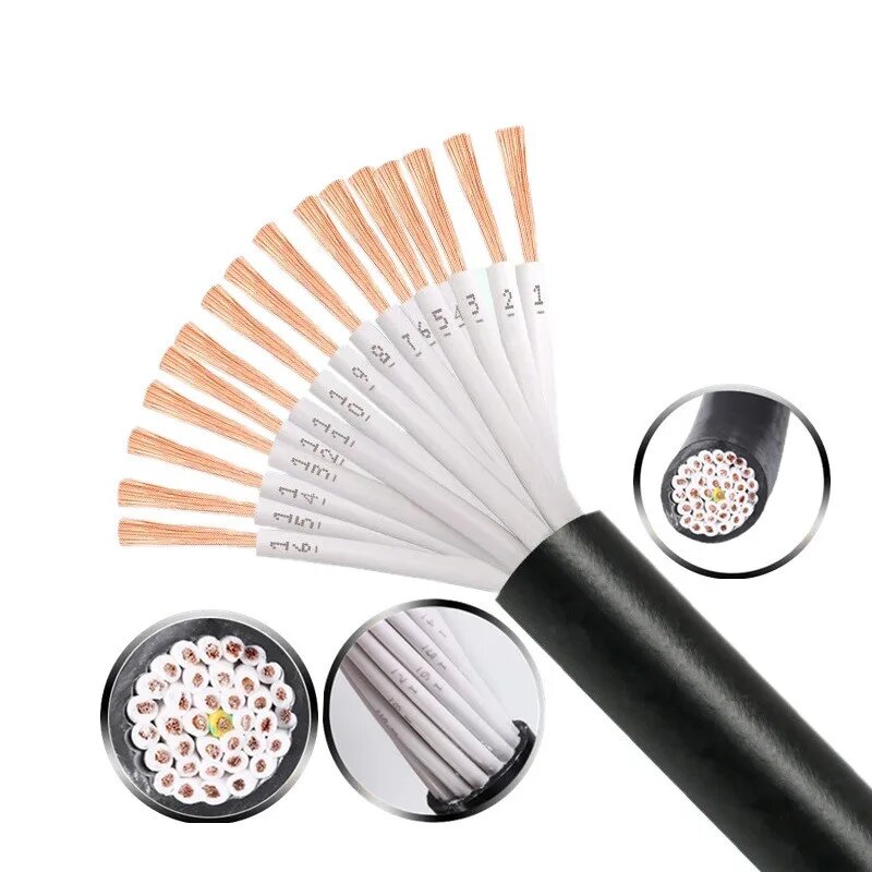 Медный многожильный кабель NIQEZNIL RVV 16 жил черный 24 AWG 0.2mm