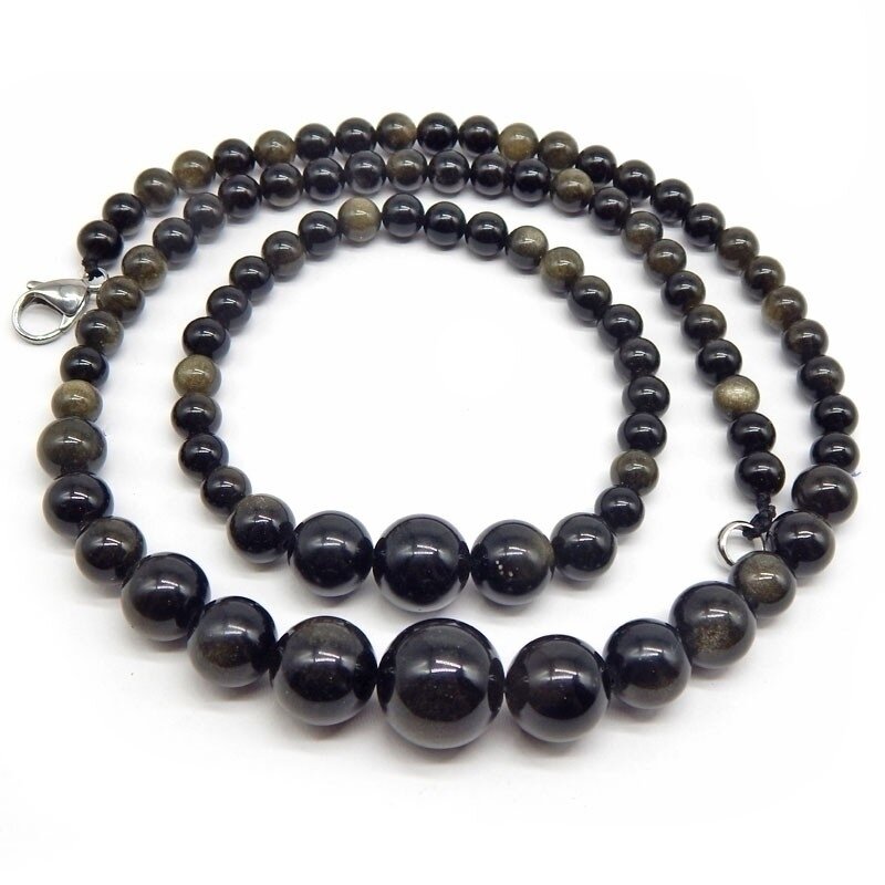 Браслет 100 камней, обсидиан
