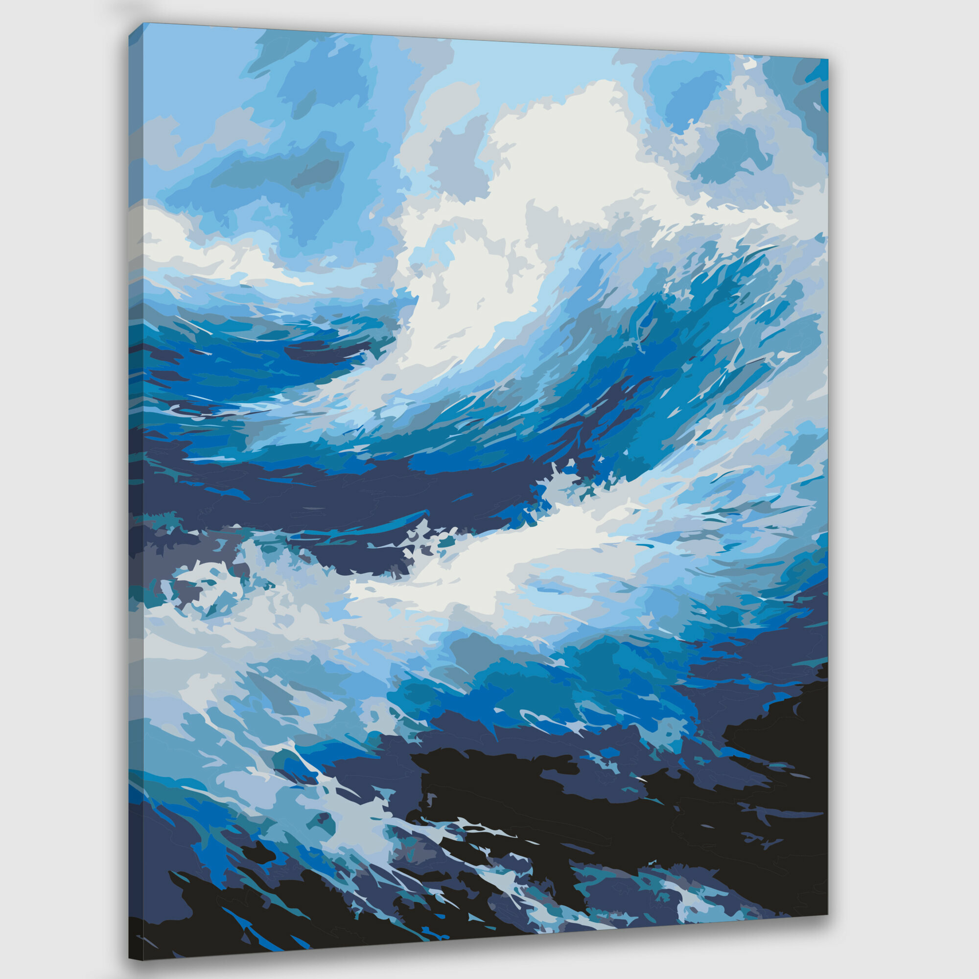 Картина по номерам 40x50 см, океан, шторм, волны, облака, мощь природы, ярость моря, акриловая картина, смелые мазки