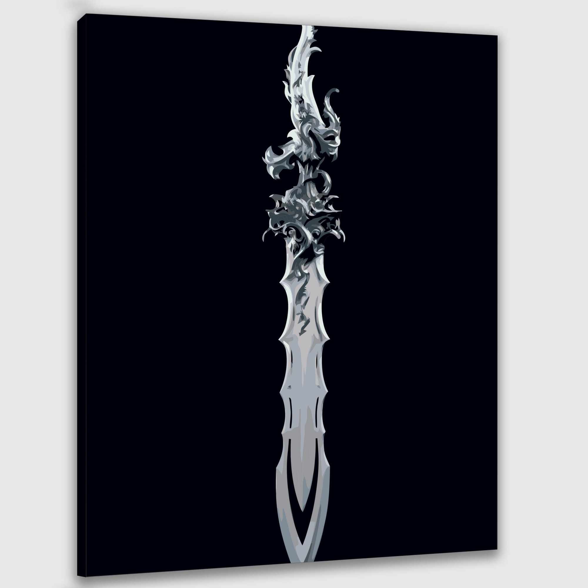 Картина по номерам 40x50 см, Меч берсерка, скульптура, мрамор, мастерство, артистизм, дизайн меча, острое лезвие, линии