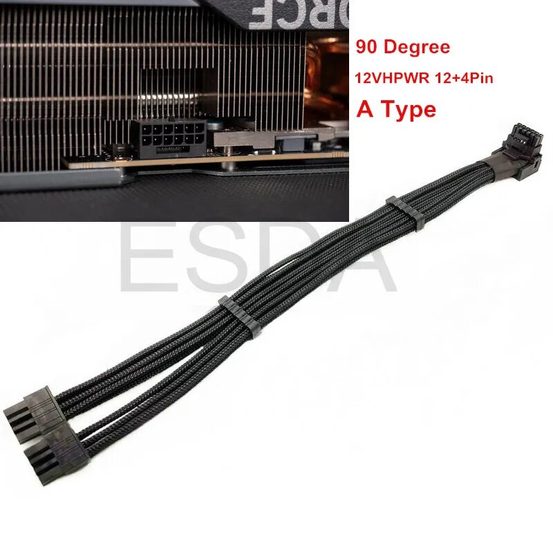 Corsair кабель питания 12VHPWR 16Pin для RTX40 80cm, 90 degree A Black