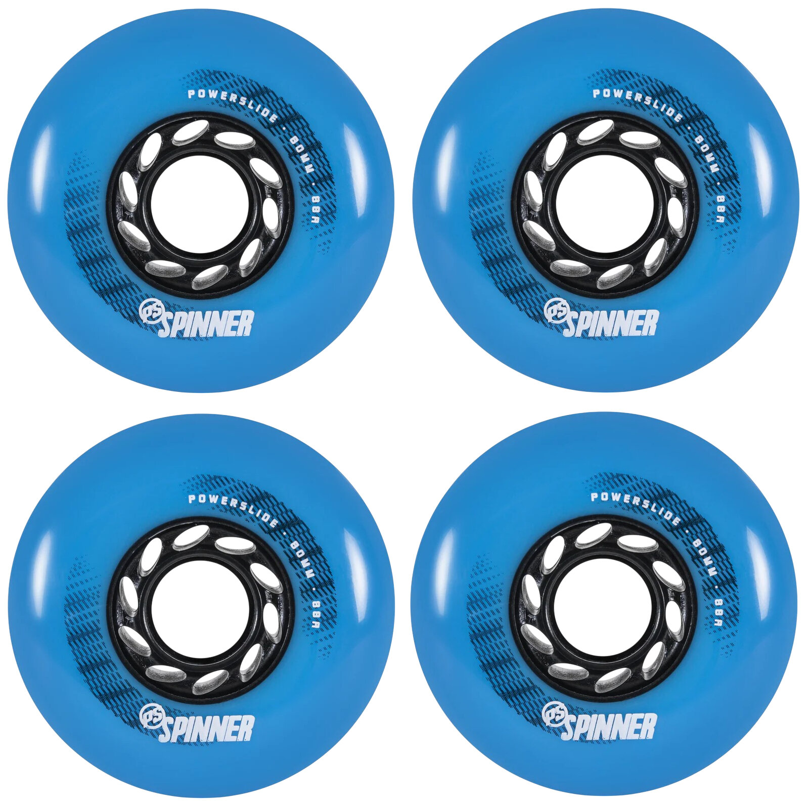 Набор колес для роликовых коньков Powerslide "Spinner" 80mm/88A Blue (4 шт.)