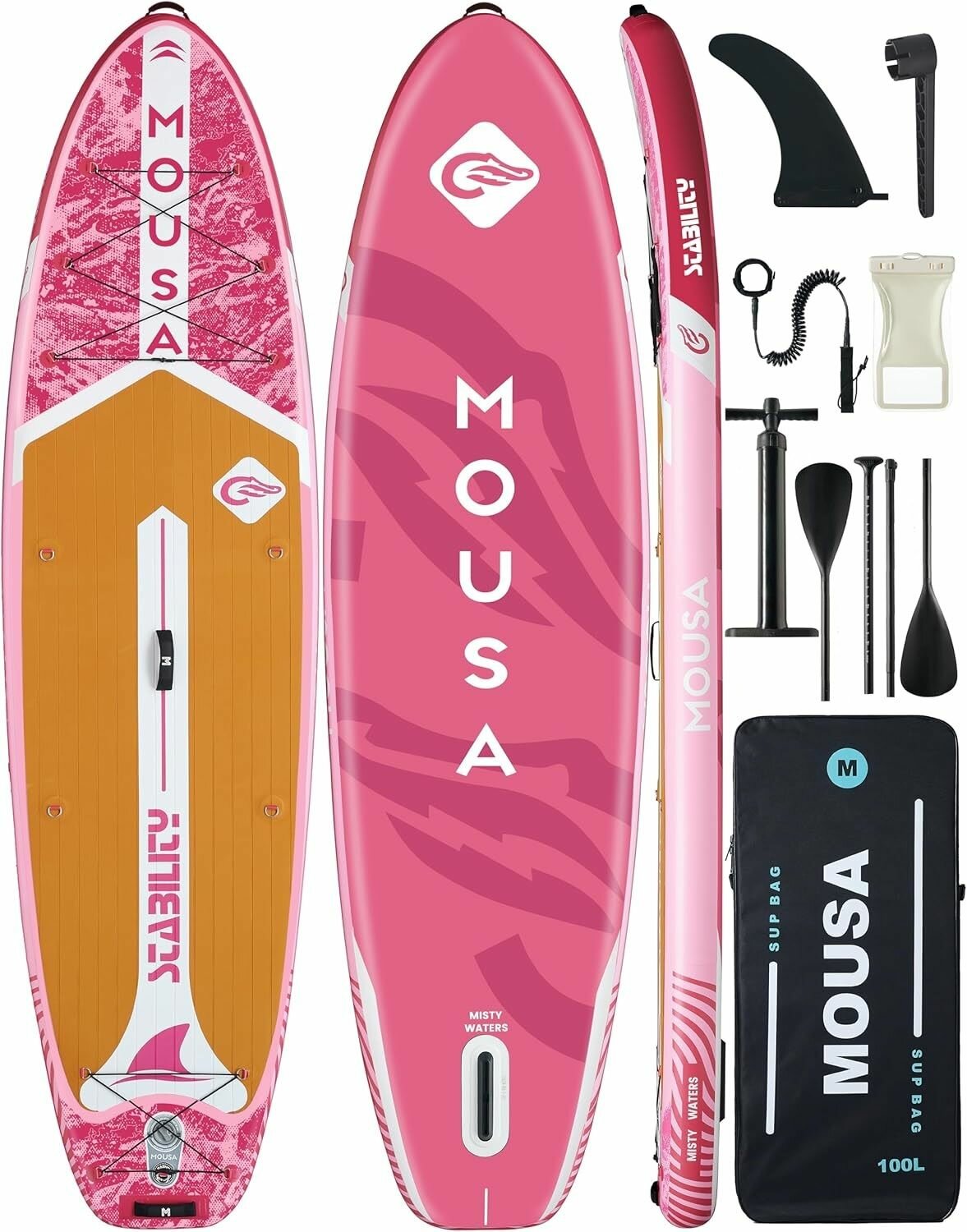 SUP-доска MOUSA MISTY PINK 11'x35"x6" (335*89*15CM) Сап доска для серфинга и отдыха на воде, Надувной сапборд